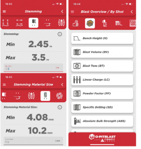 Figure 3 – O-PitBlasting Guide app for calculating stemming height and ...