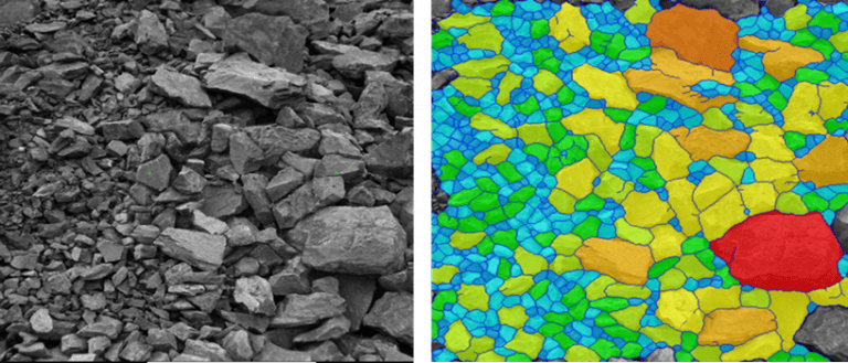 Figure 1 – Rock pile fragmentation analysis with Wipfrag.